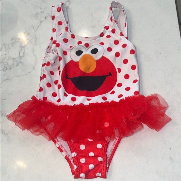 Sesame Street | Swim | Rare 25 Red And White Polka Dot Elmo Swimsuit ...